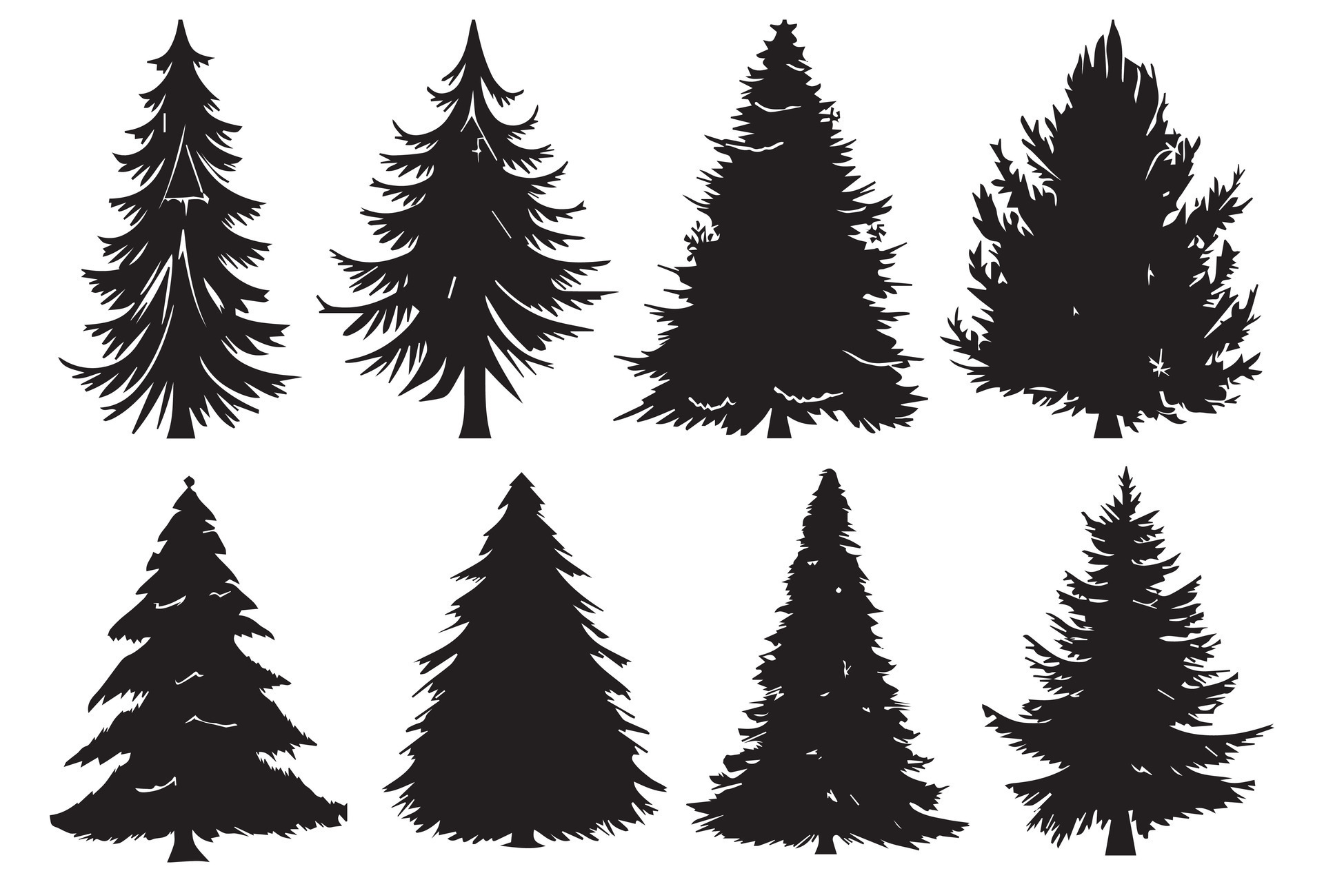 Set of christmas trees silhouette pro design 44171021 Vector Art at ...