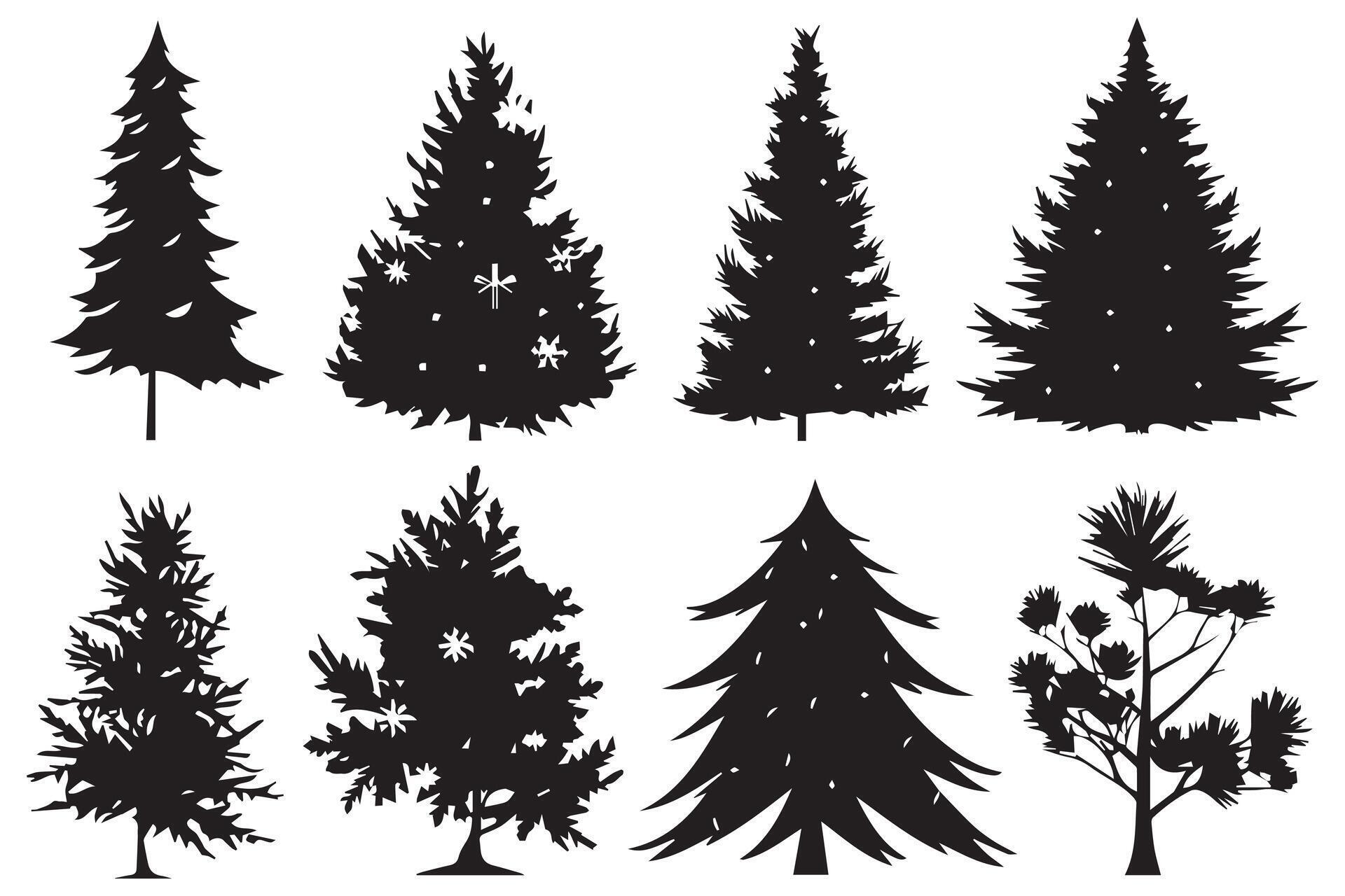 Set of christmas trees silhouette pro design 44171023 Vector Art at ...