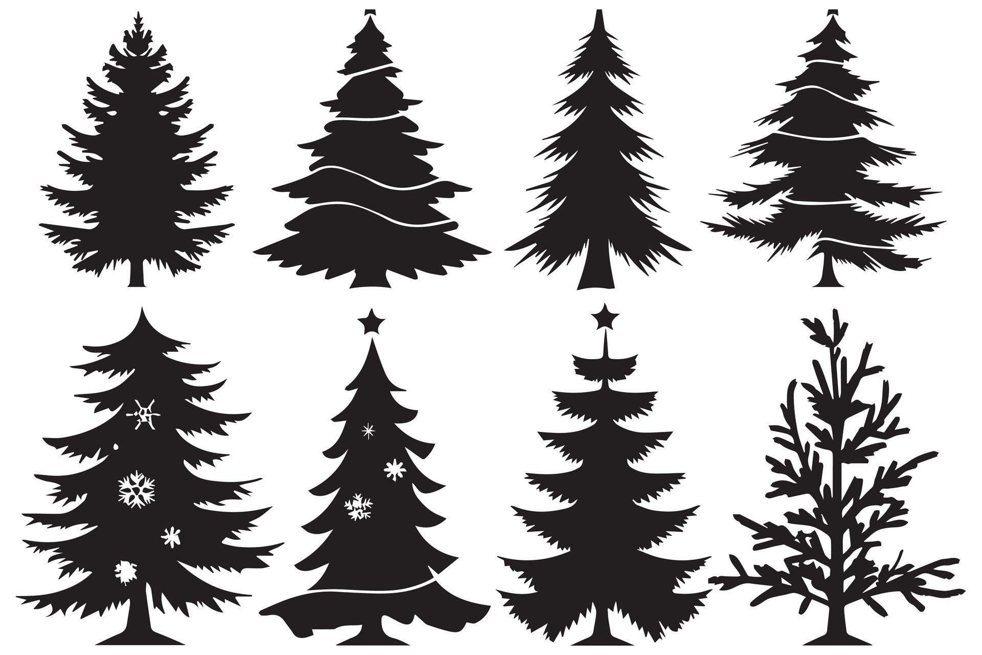 Set of silhouette christmas trees 44171027 Vector Art at Vecteezy