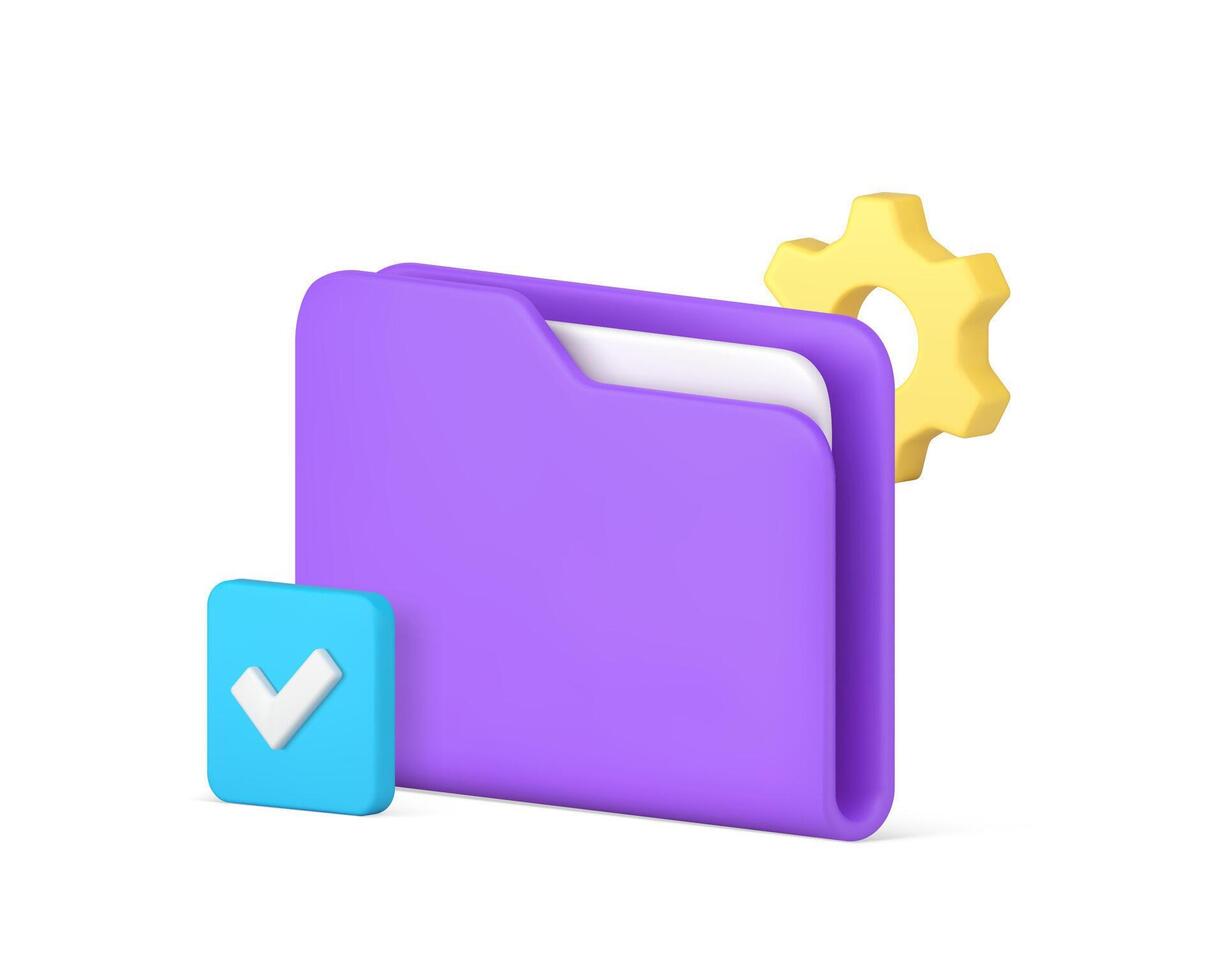 Document storage server digital file folder archive database management 3d icon realistic ...