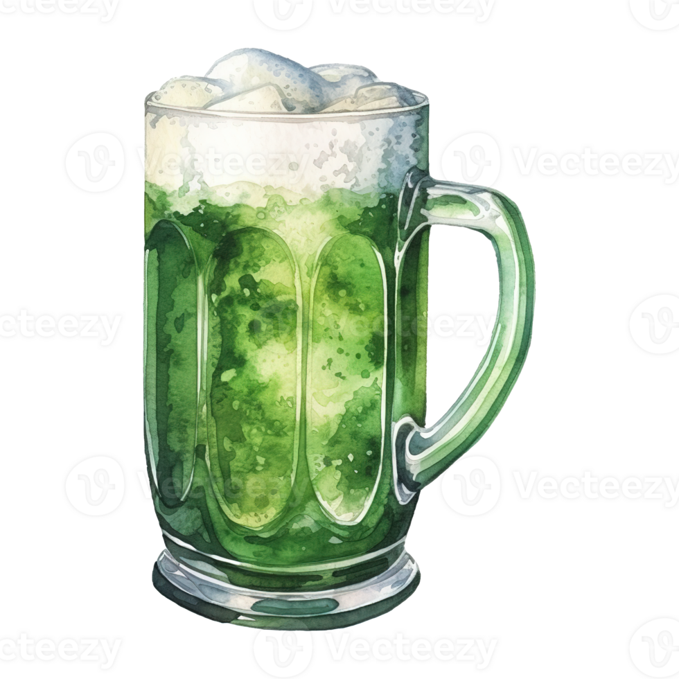 Green Beer Glasses Overflowing With Frothy Foam 44182450 Png