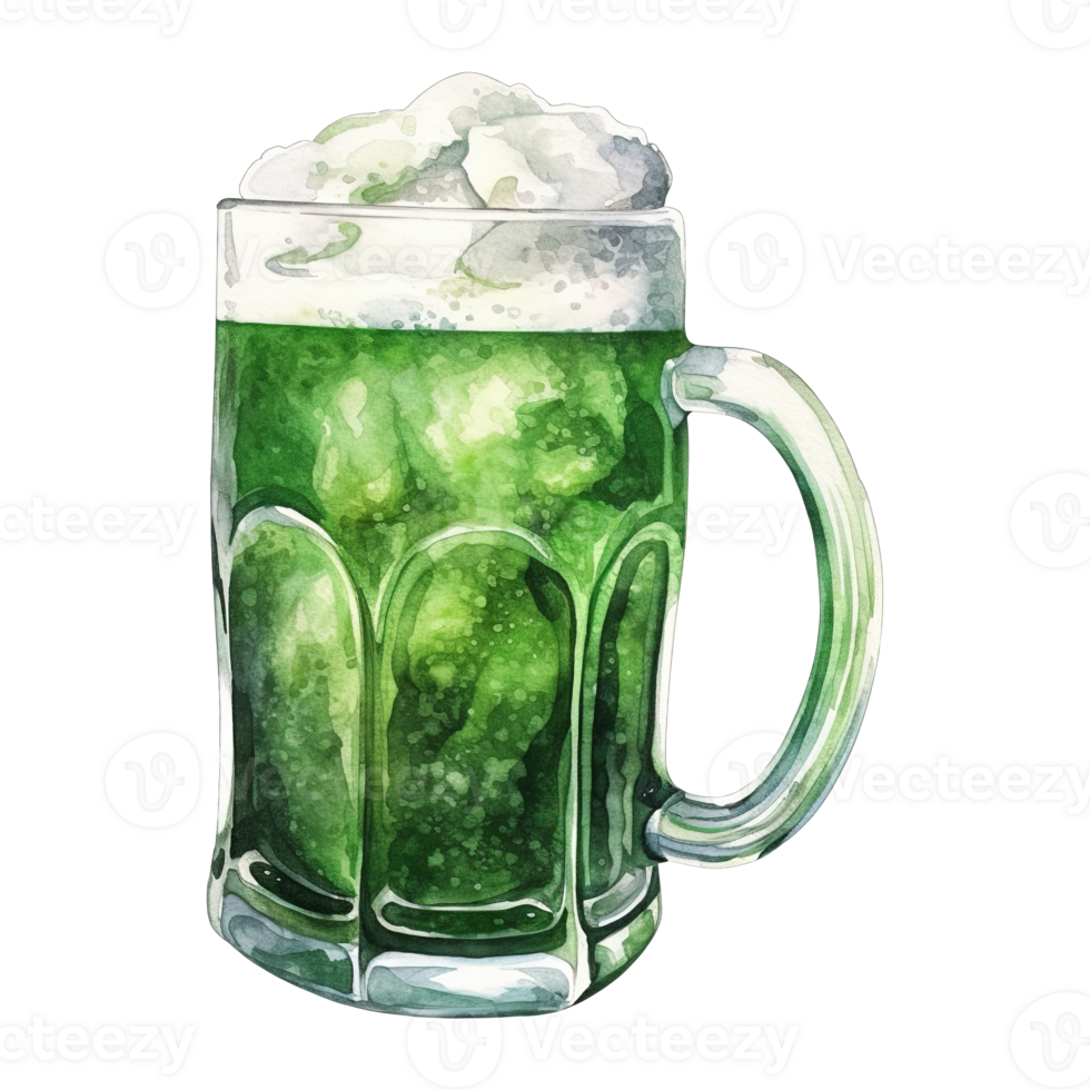 Green Beer Glasses Overflowing With Frothy Foam 44182946 Png