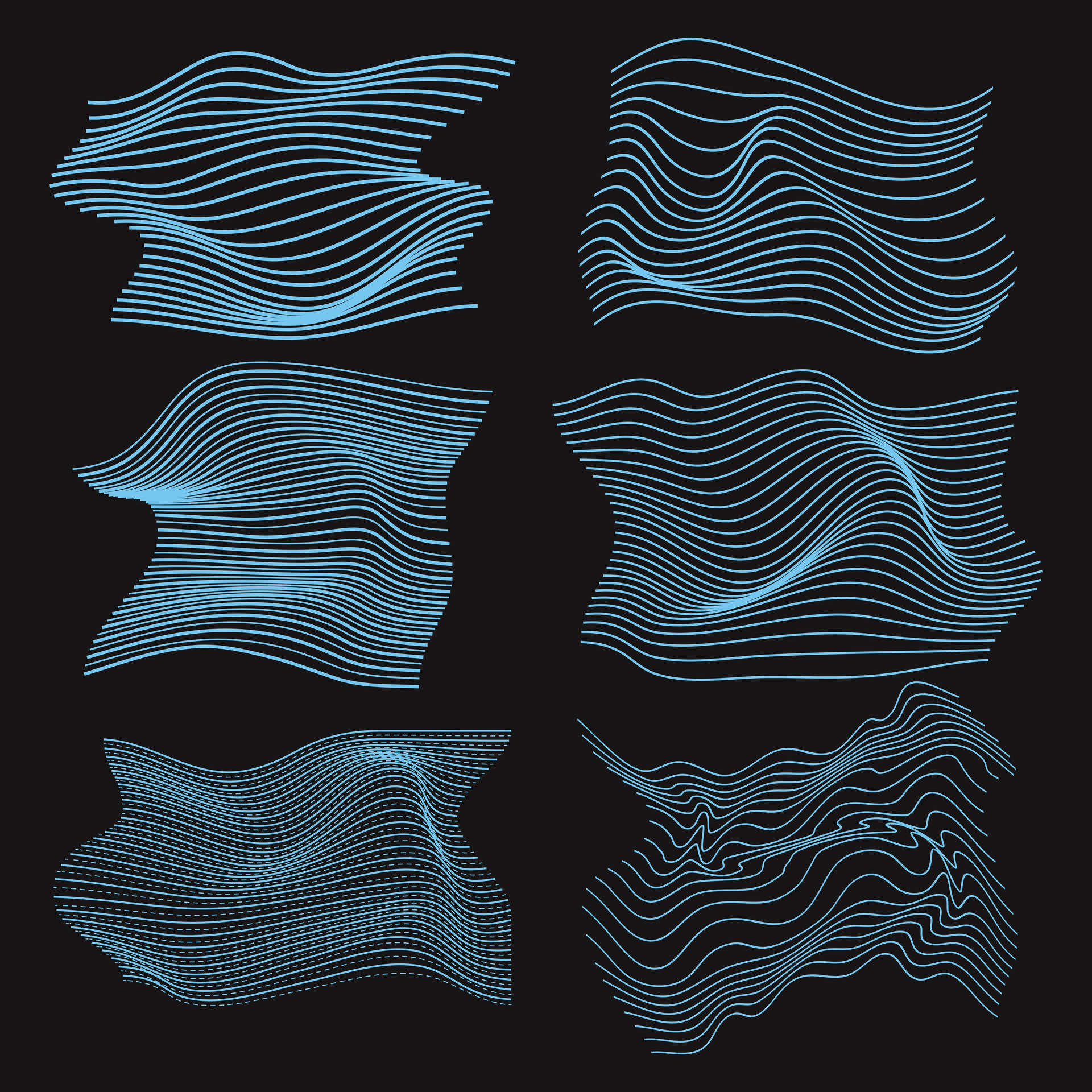 Collection of curved abstract lines graphic elements 44186590 Vector ...
