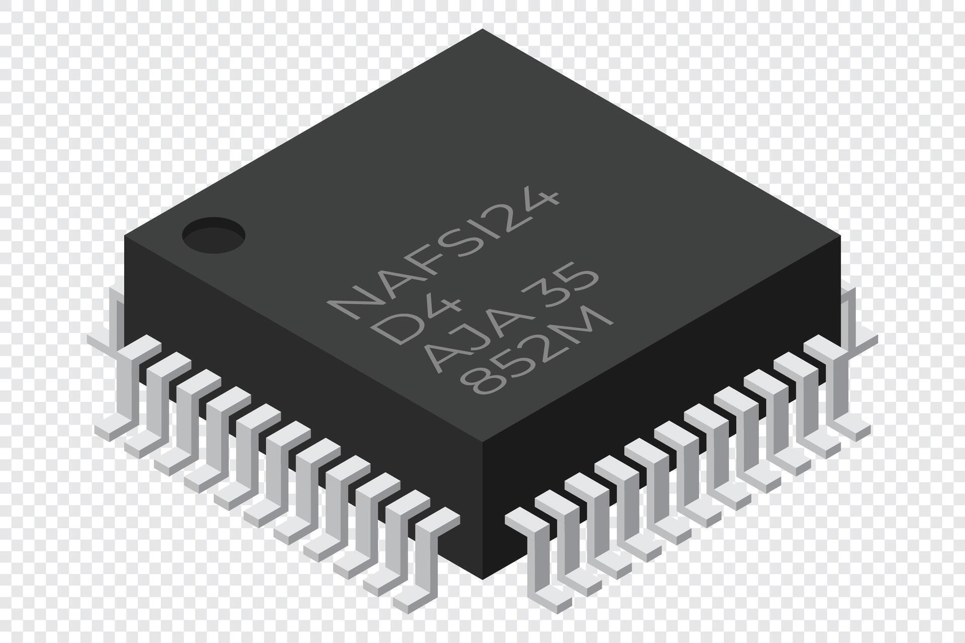 Microchip Computer Electronic Component Microchip Icon Isometric