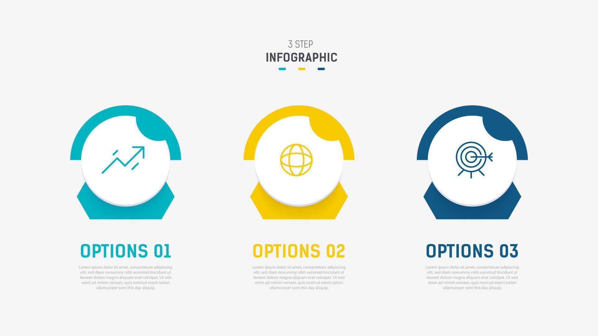Three Step Infographic label design template with line icons. process ...