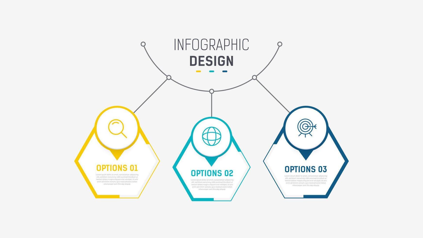 Three Step Infographic label design template with line icons. process steps diagram ...