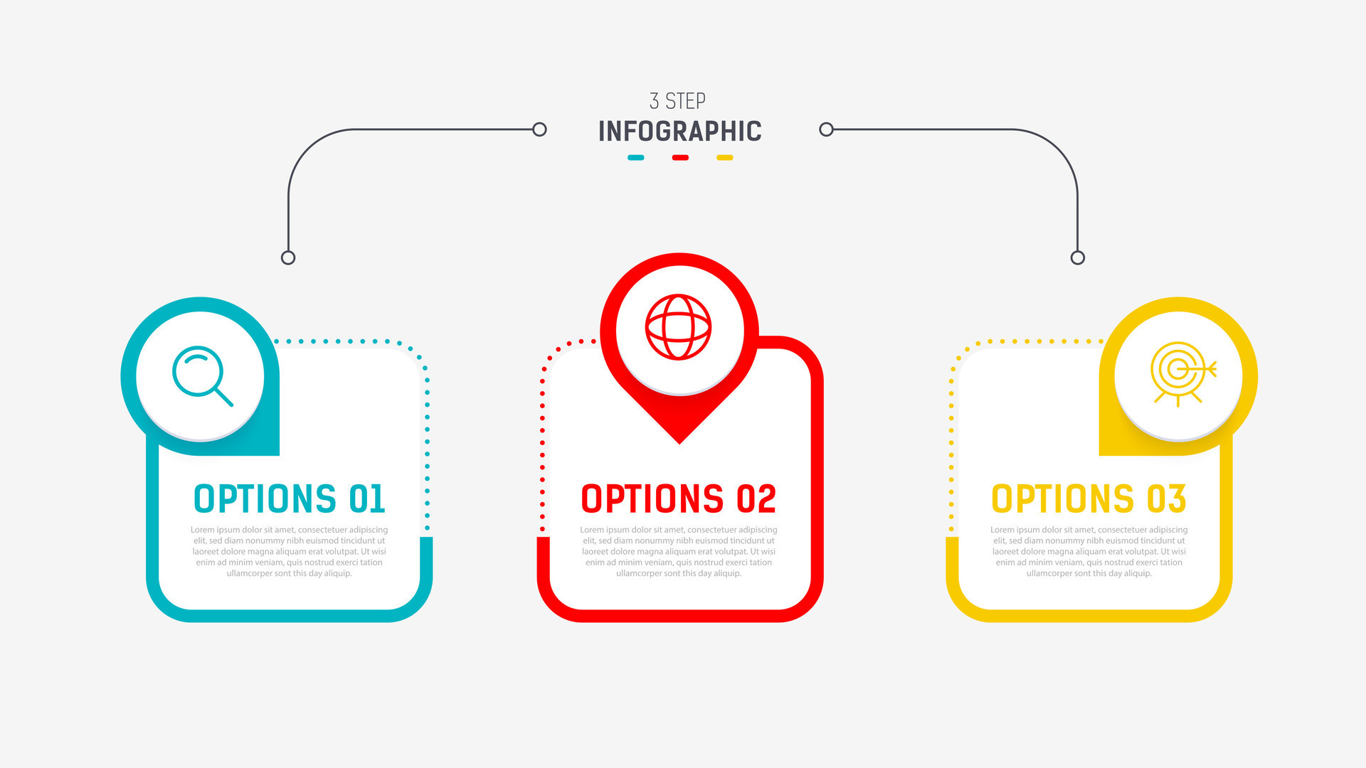 Three Step Infographic label design template with line icons. process ...