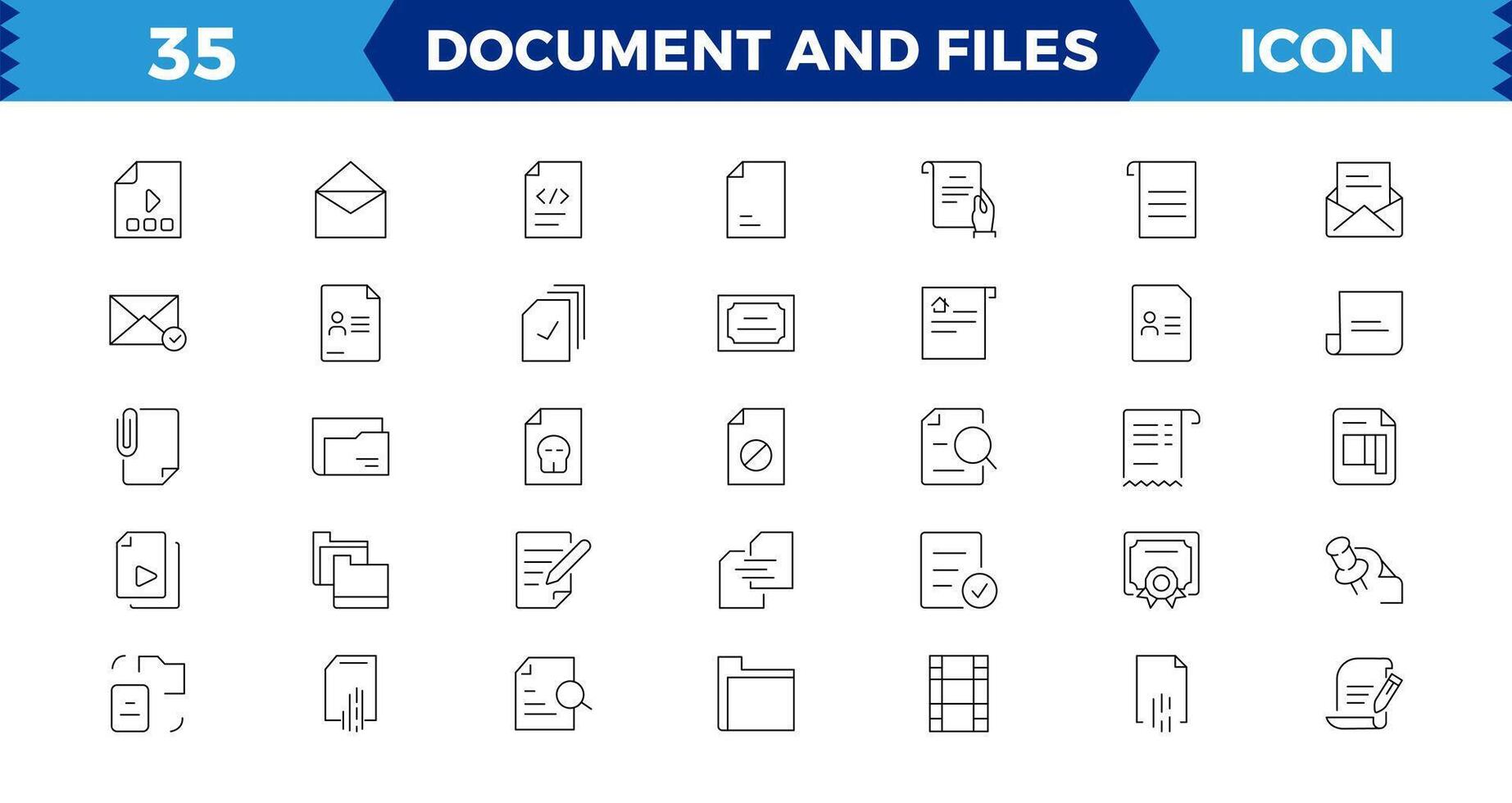 Set of file and document Icons. Simple line art style icons pack ...