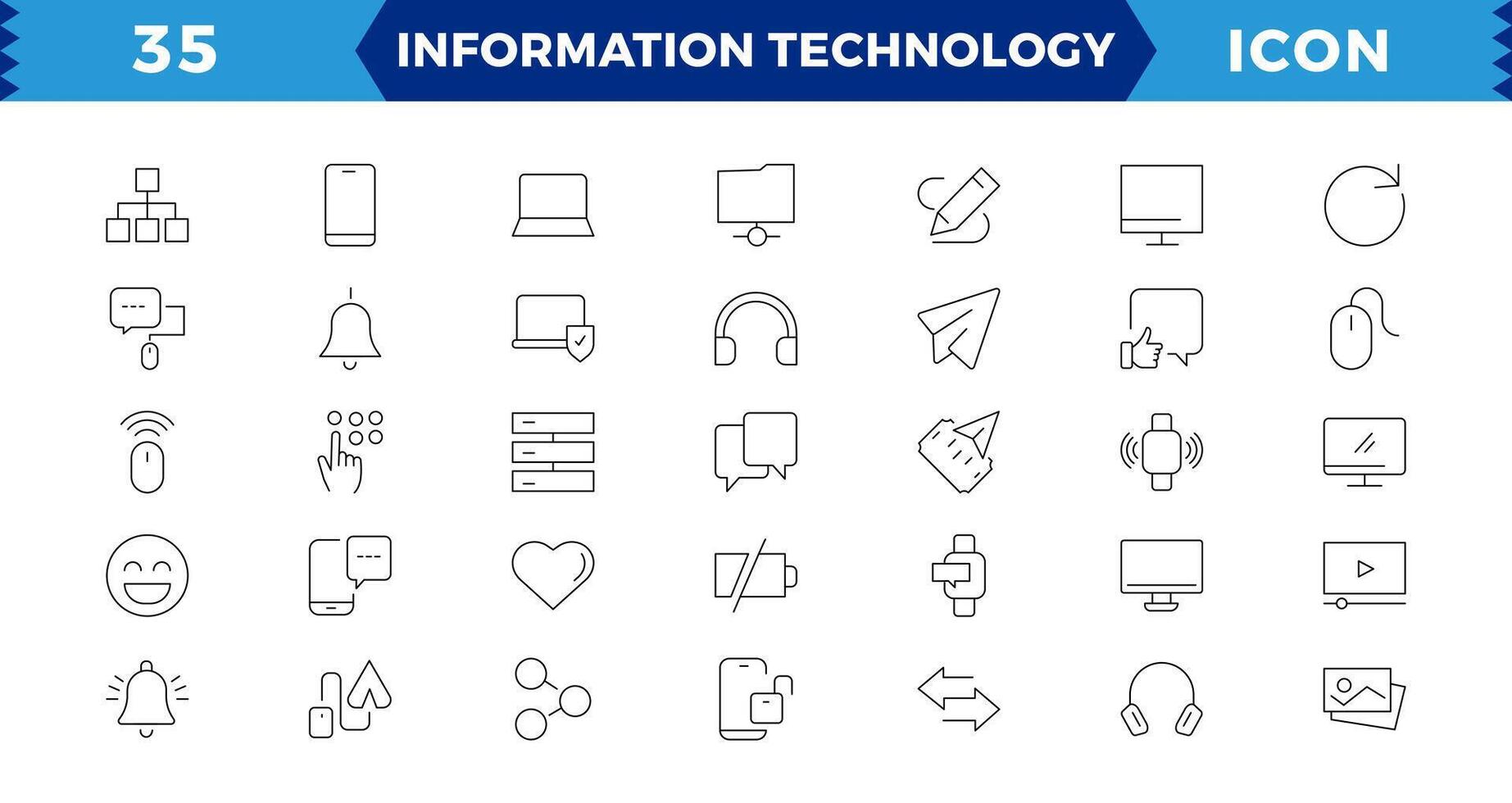 Information Technology icon set. Containing cloud computing, IT manager, big data, data ...