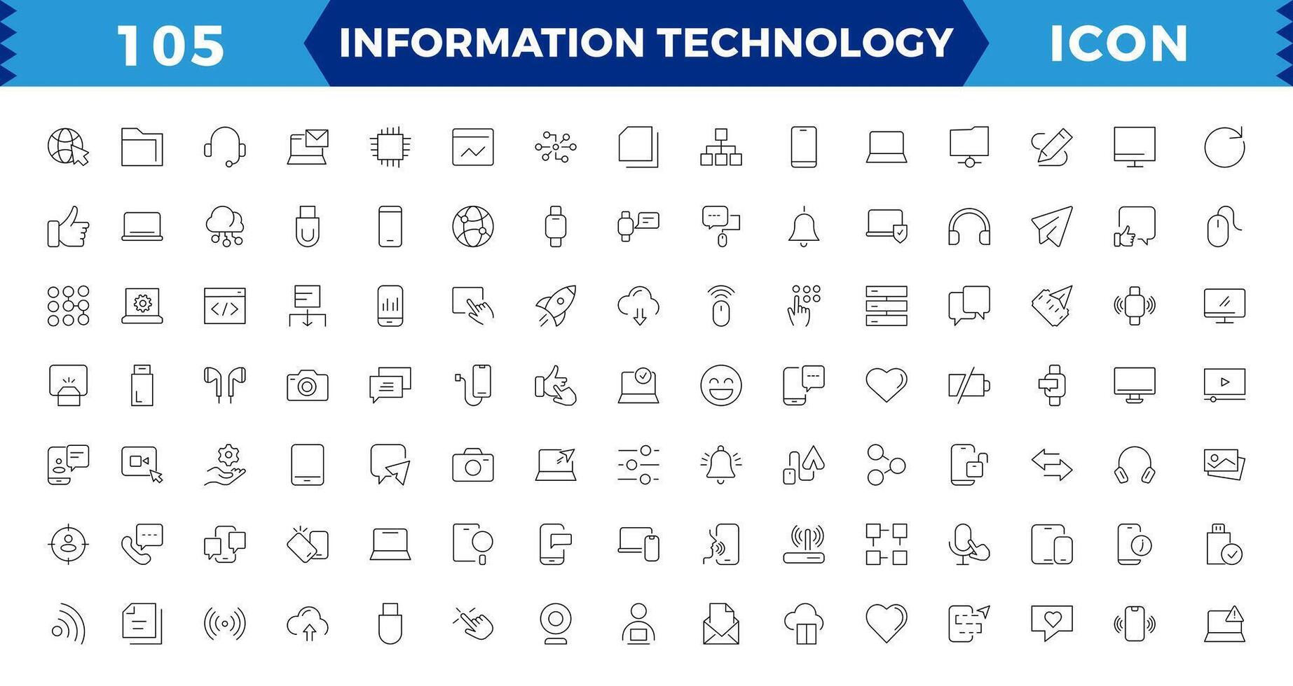 Information Technology icon set. Containing cloud computing, IT manager, big data, data ...