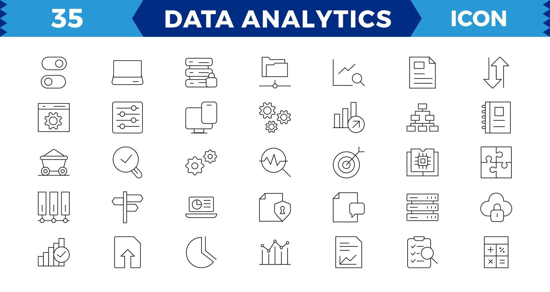 Data Analytics Web Icons Set In Thin Line Design Pack Of Database Big