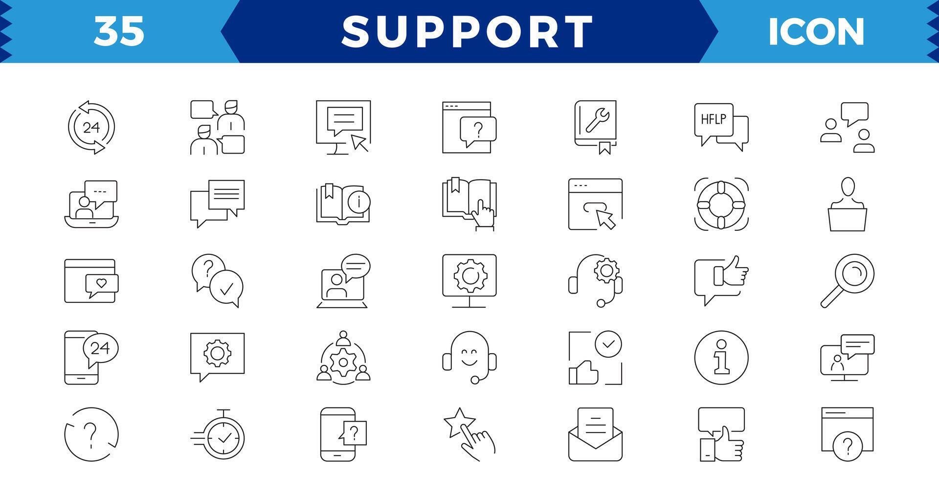 Customer Service and Support - Outline Icon Collection. Thin Line Set contains such Icons as ...
