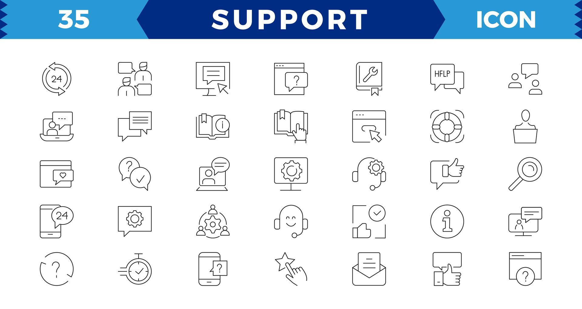 Customer Service And Support Outline Icon Collection Thin Line Set Contains Such Icons As