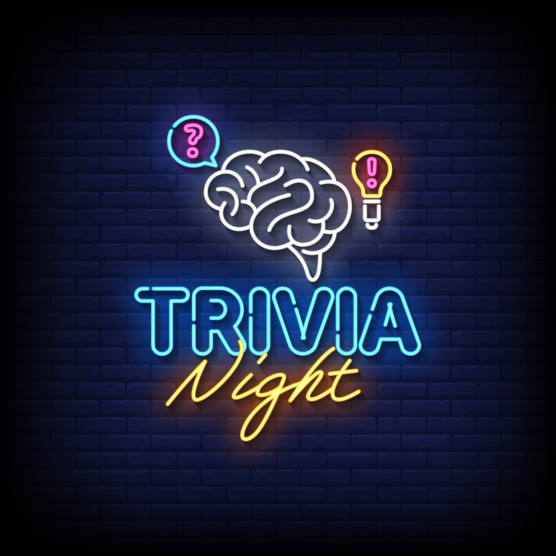 Trivia Night Neon Sign On Brick Wall Background 44230379 Vector Art At Vecteezy