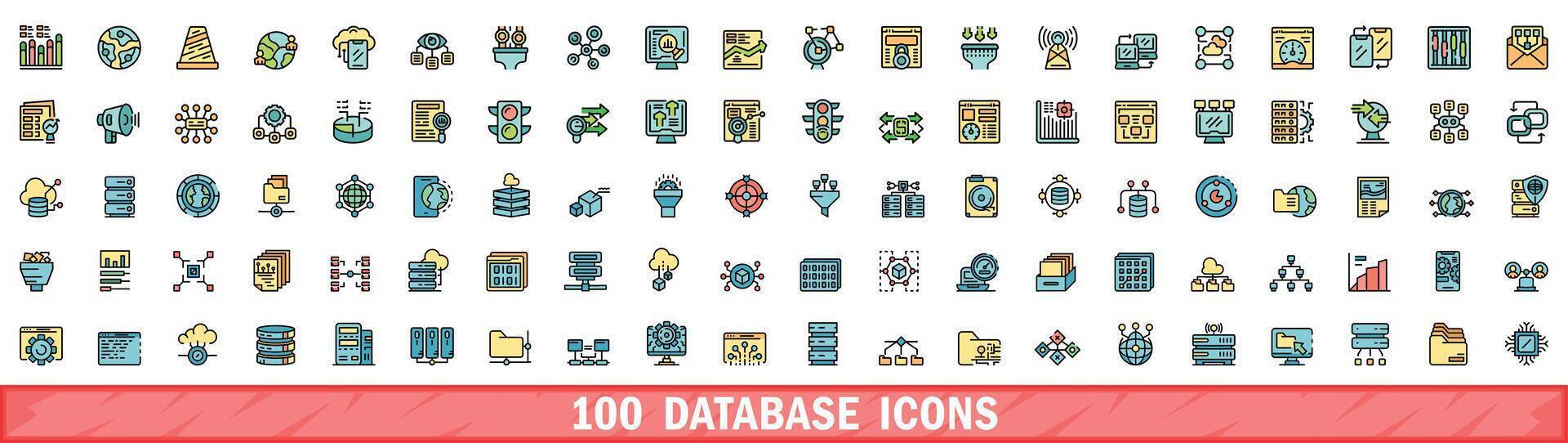 100 database icons set, color line style 44233493 Vector Art at Vecteezy