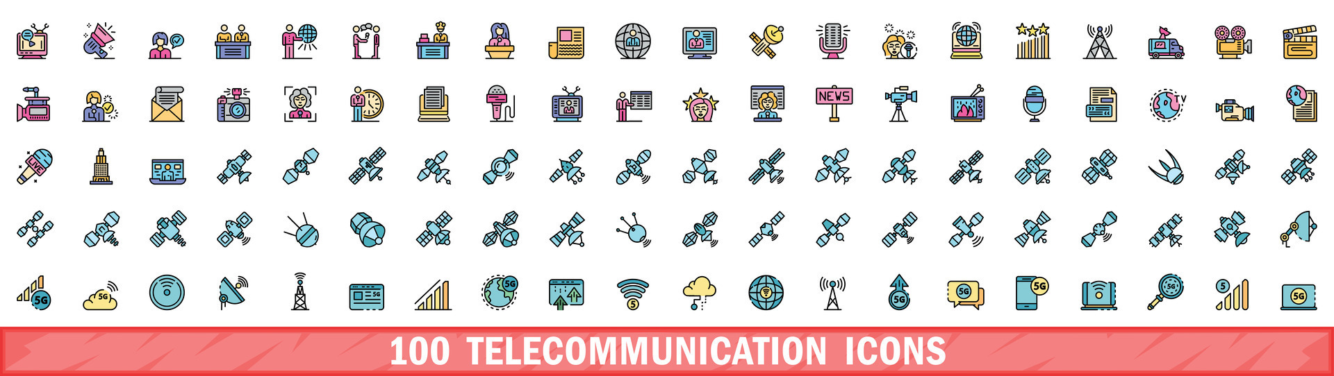 100 Telecommunication Icons Set Color Line Style 44233739 Vector Art At Vecteezy