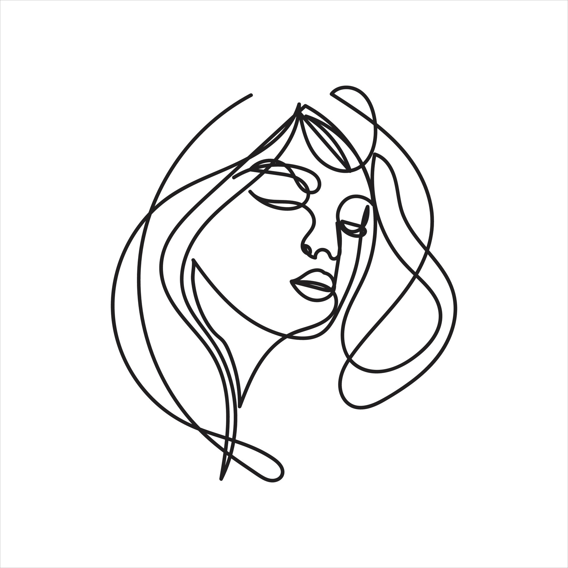 woman face one line art woman face continuous line art design 44234299 ...