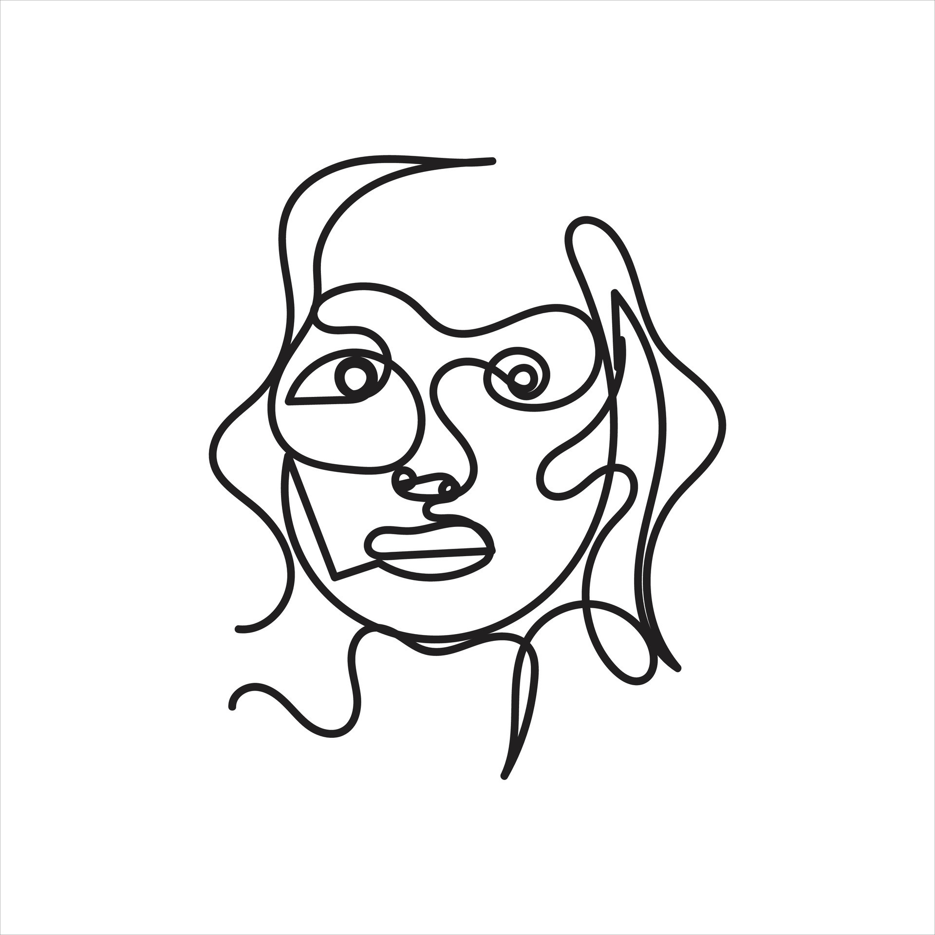 Woman Face One Line Art Woman Face Continuous Line Art Design 44234324