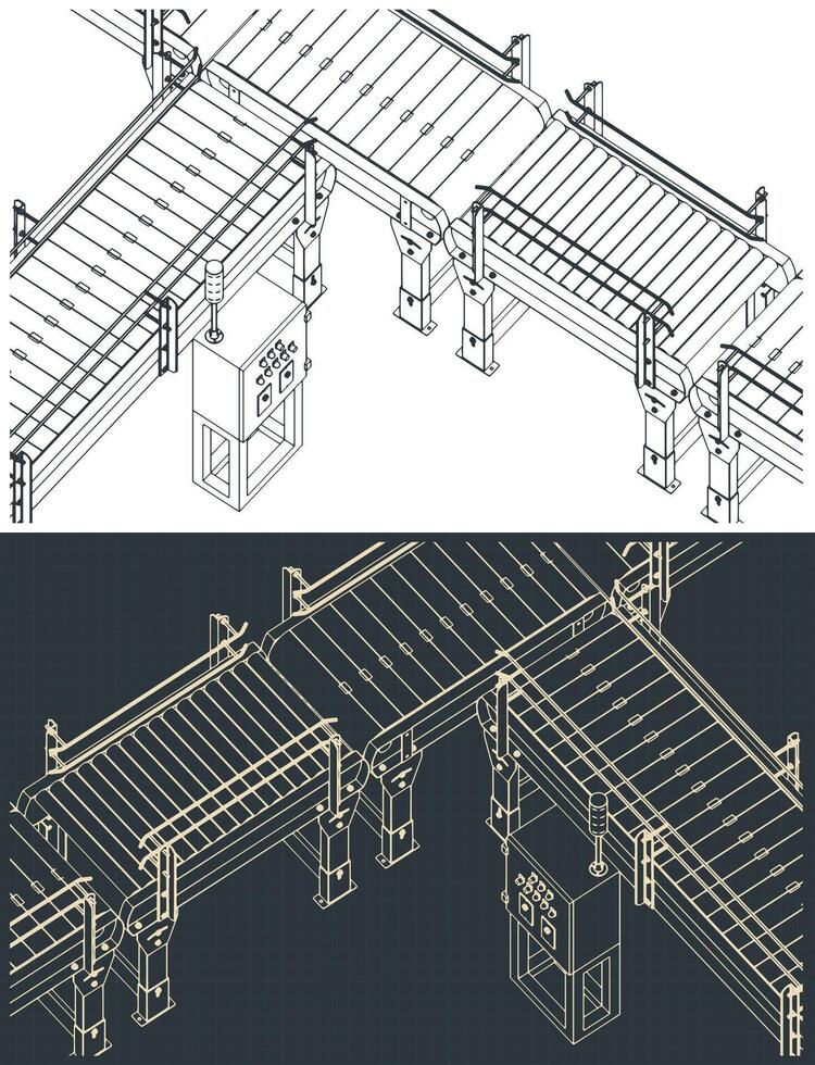 Automated factory conveyor line isometric blueprints 44237445 Vector ... Automated factory conveyor line isometric blueprints 44237445 Vector ...