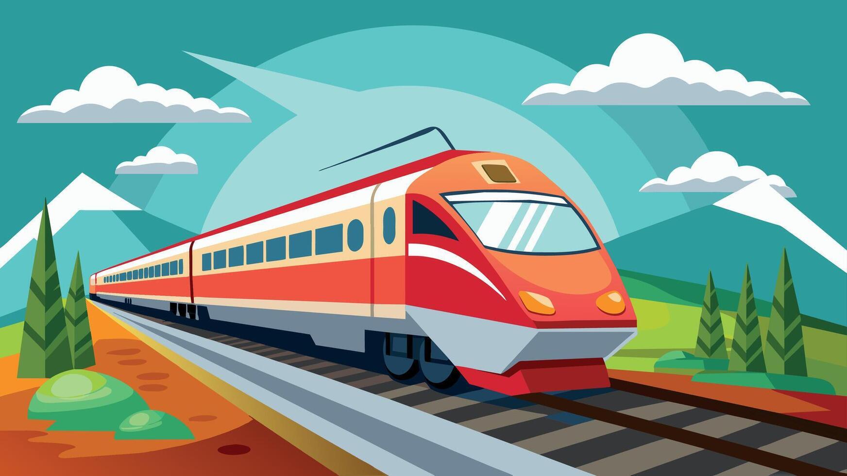 High Speed Train On Rails 44244824 Vector Art At Vecteezy