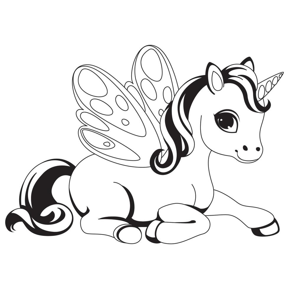 Unicon Black and White illustration 44244953 Vector Art at Vecteezy