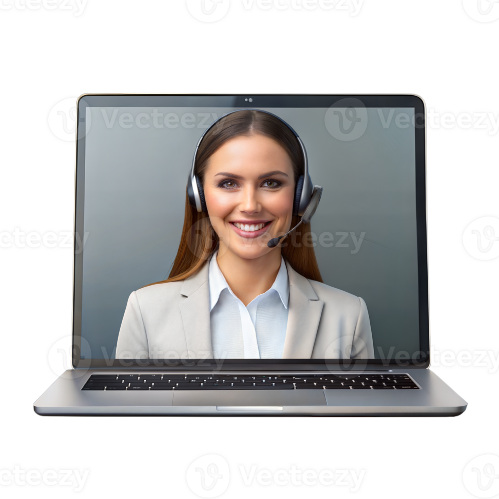 Friendly customer service representative on laptop screen 44245054 PNG Friendly customer service representative on laptop screen 44245054 PNG