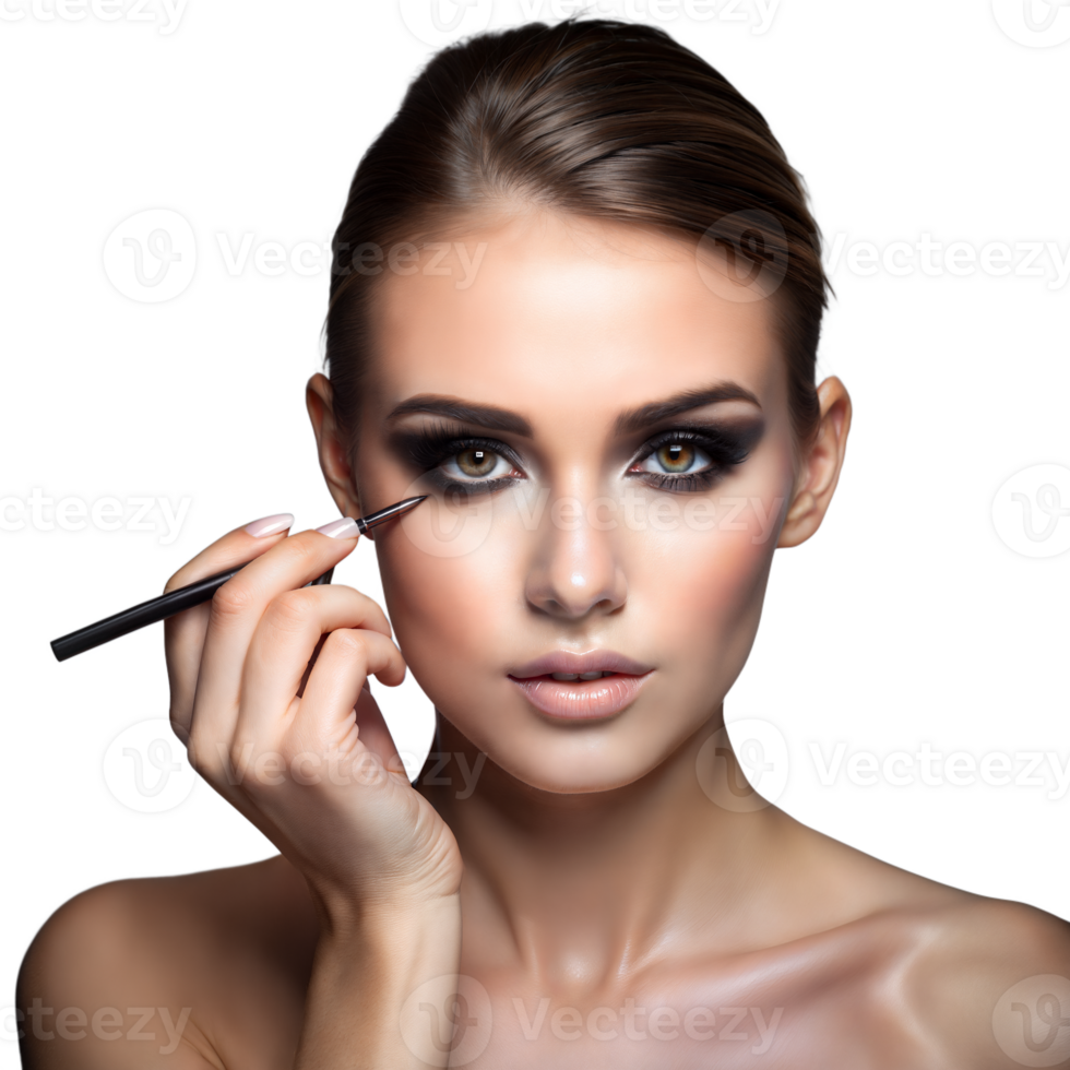 Professional Makeup Artist Applying Eyeliner On Model 44245203 Png