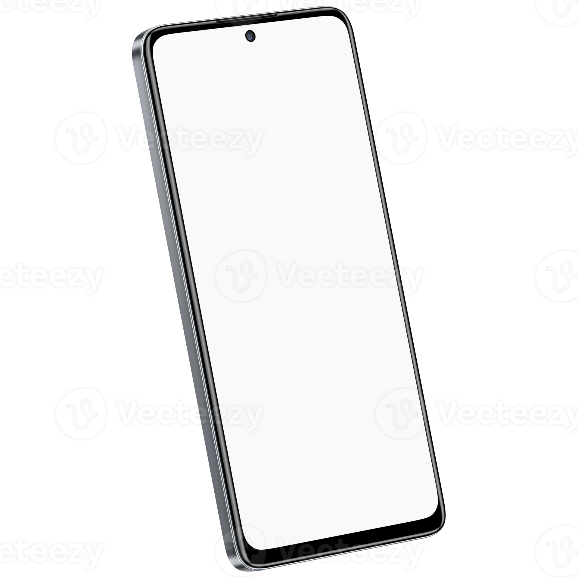 Isometric Style Photo Of Black Smartphone Similar To Android Device Without Background Template