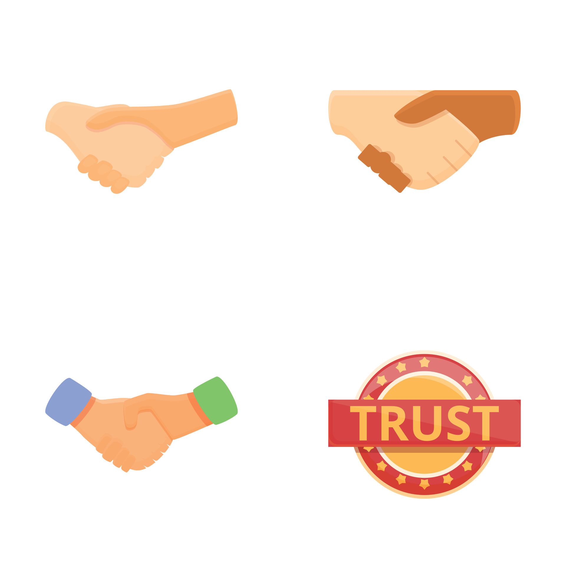 Trust icons set cartoon . Handshake symbol and inscription trust 44251582 Vector Art at Vecteezy
