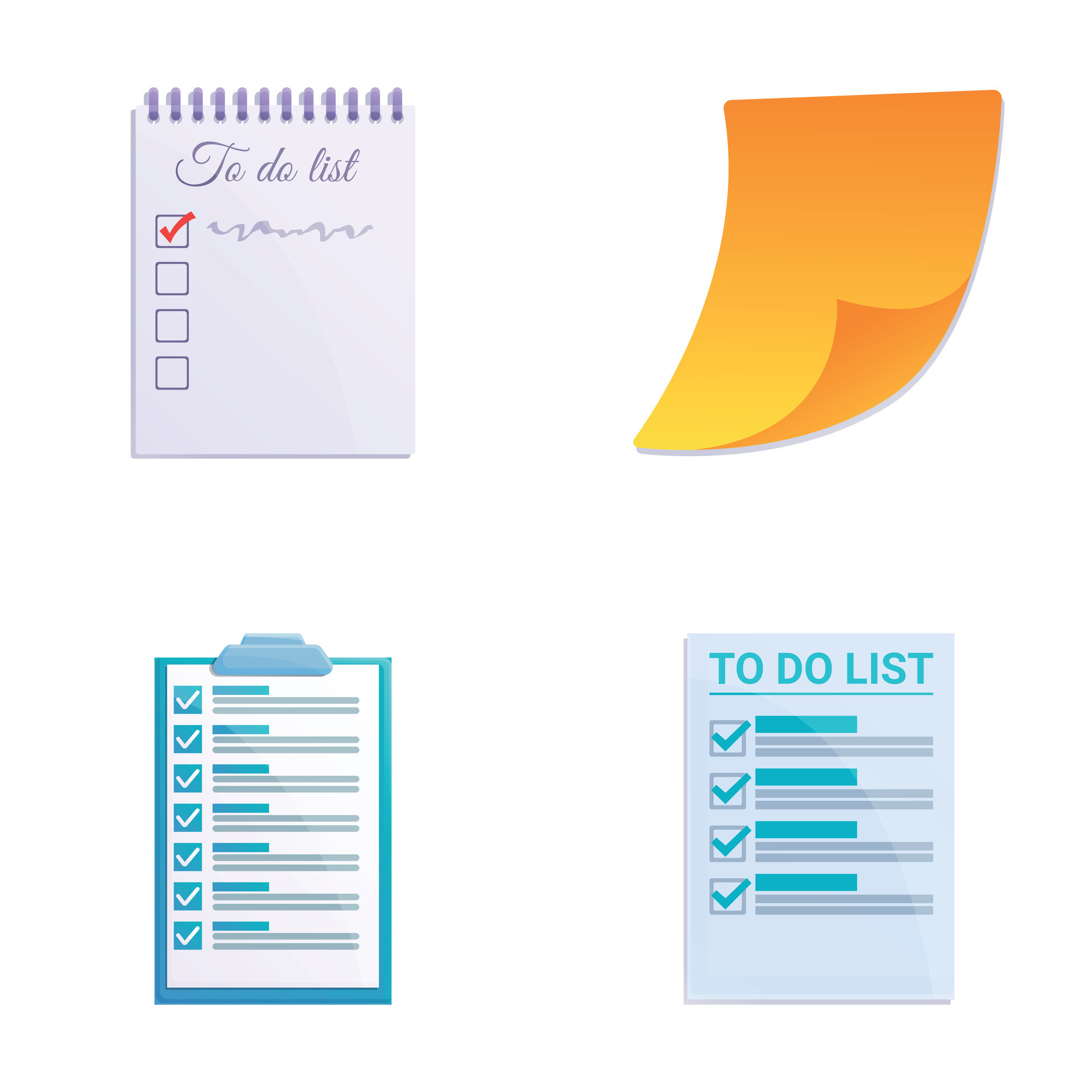 Checklist icons set cartoon . Check list with checkmark 44251594 Vector Art at Vecteezy
