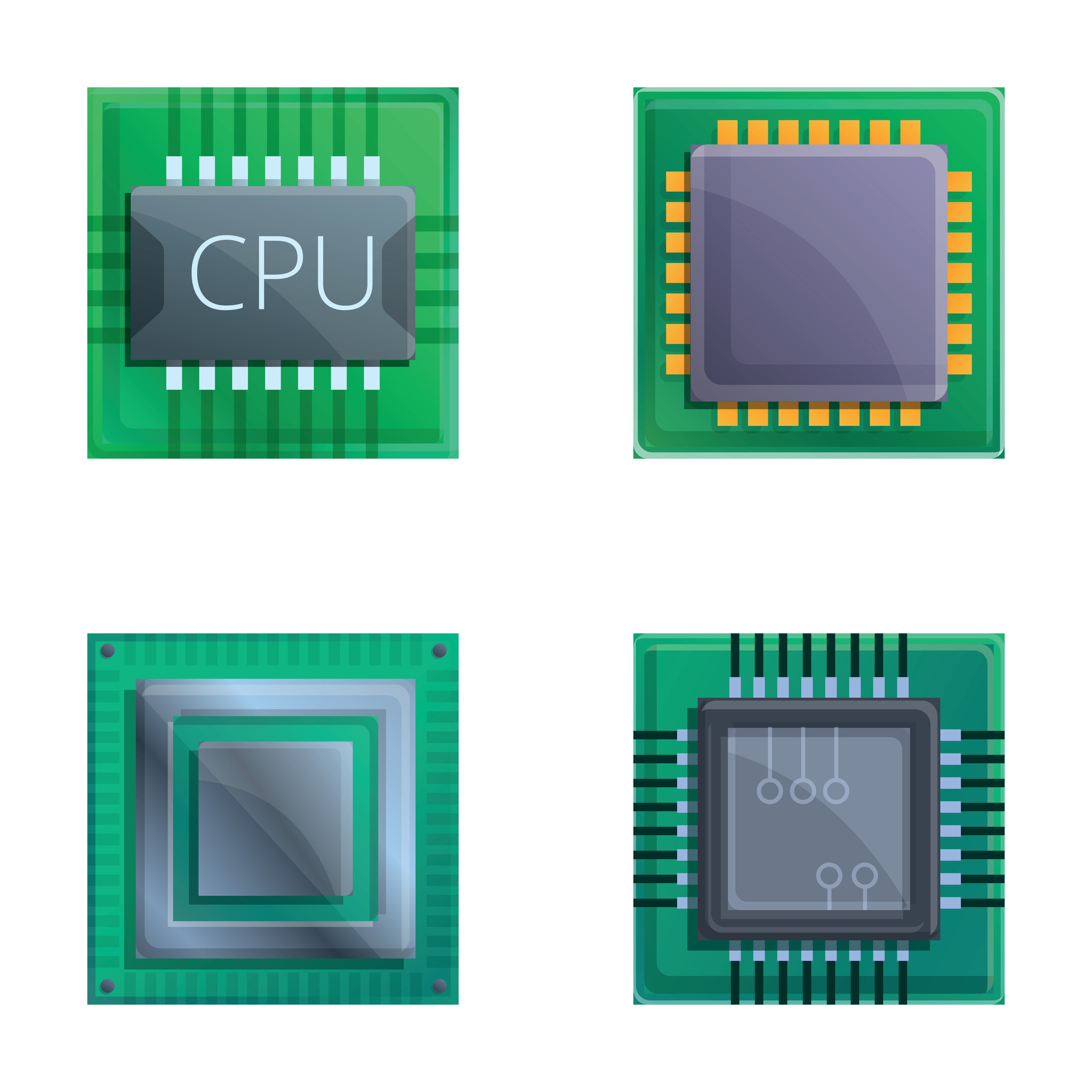 Modern cpu icons set cartoon . Central computer processor 44251701 ...