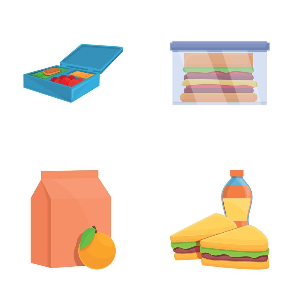Ready food icons set cartoon . Lunch box with takeaway ready food ... Ready food icons set cartoon . Lunch box with takeaway ready food ...