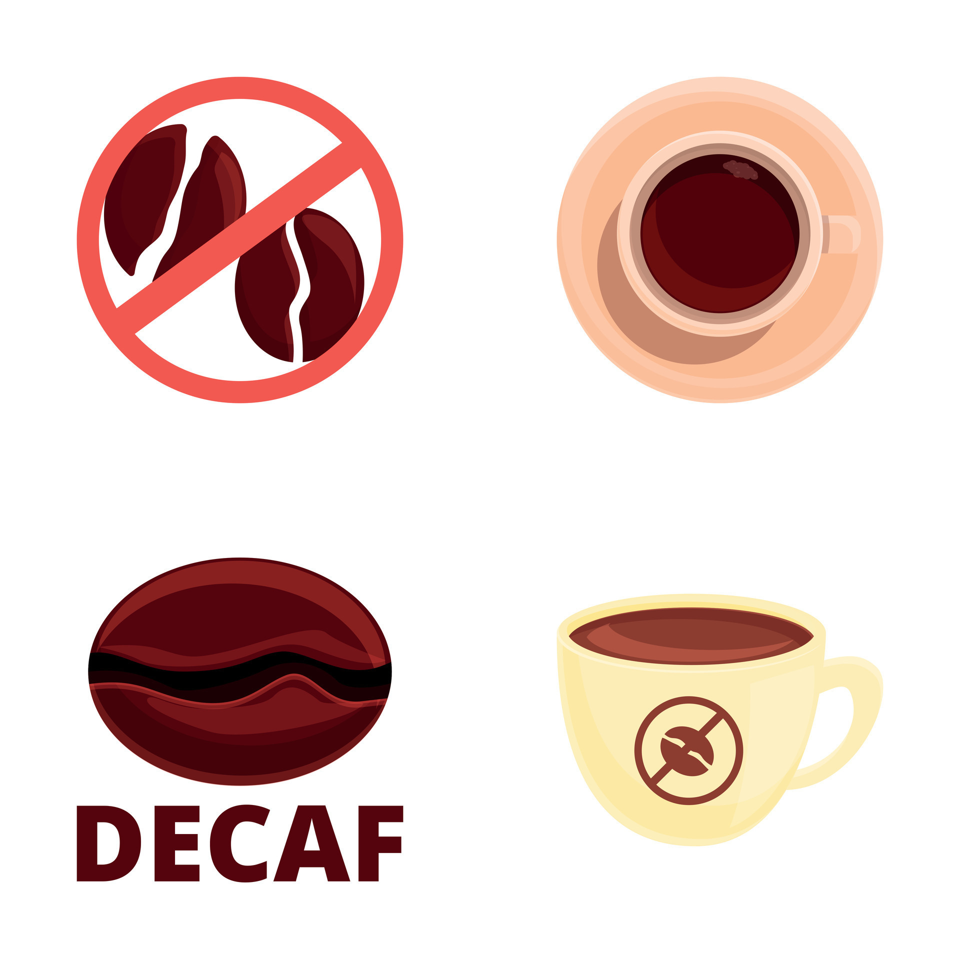 Decaf icons set cartoon . Cup of hot decaf coffee 44251864 Vector Art ...