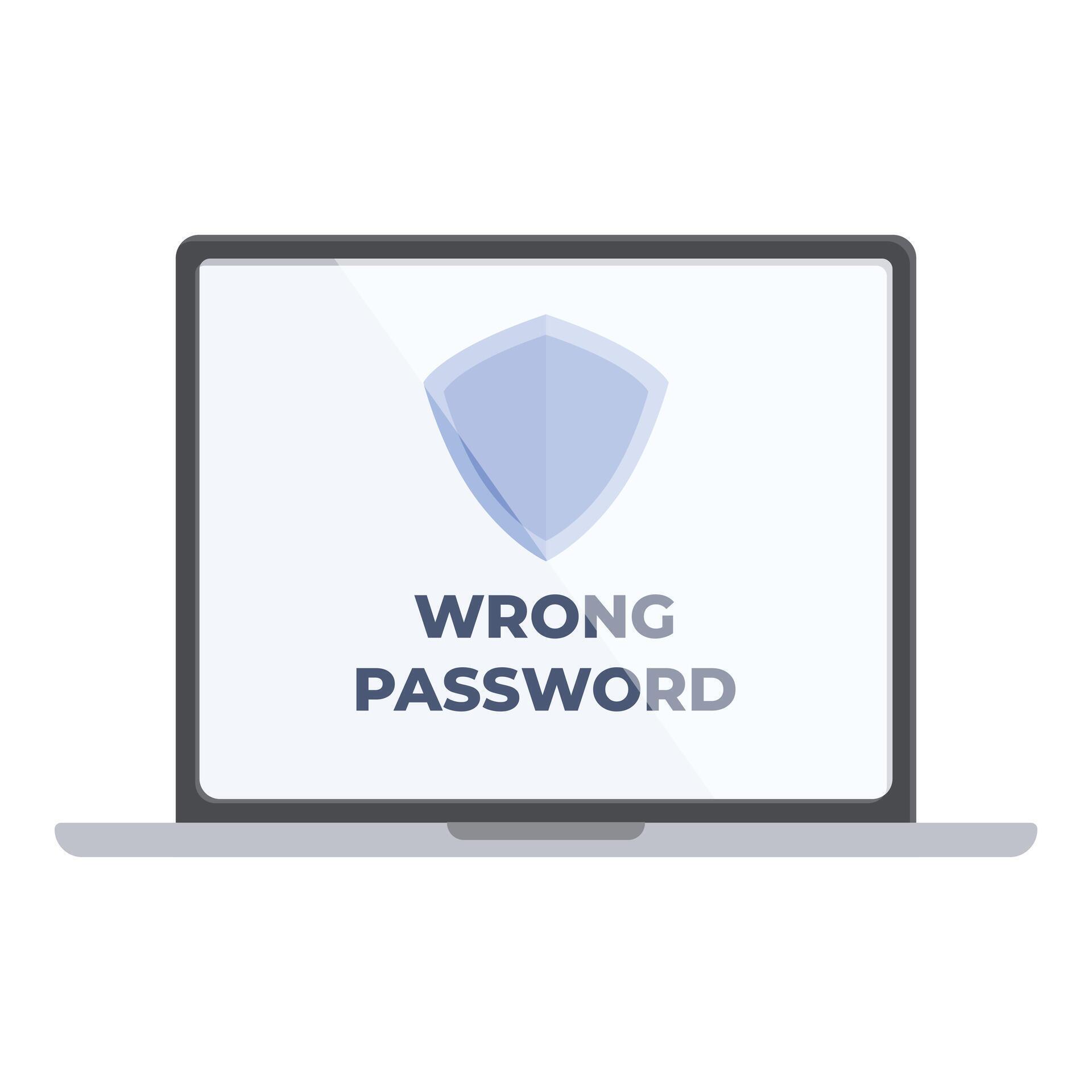 Laptop Wrong Password Icon Cartoon Protected Firewall 44252680 Vector