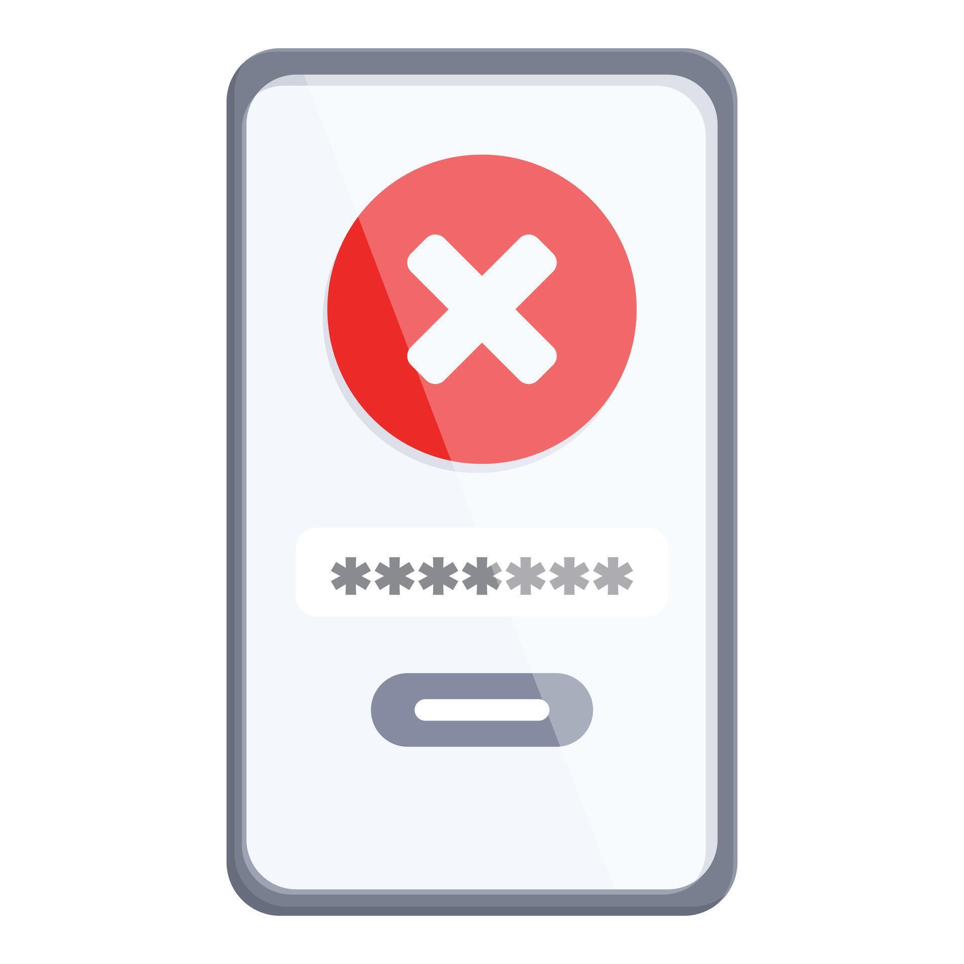 Smartphone Wrong Password Icon Cartoon Incorrect Safety 44252687 Vector Art At Vecteezy