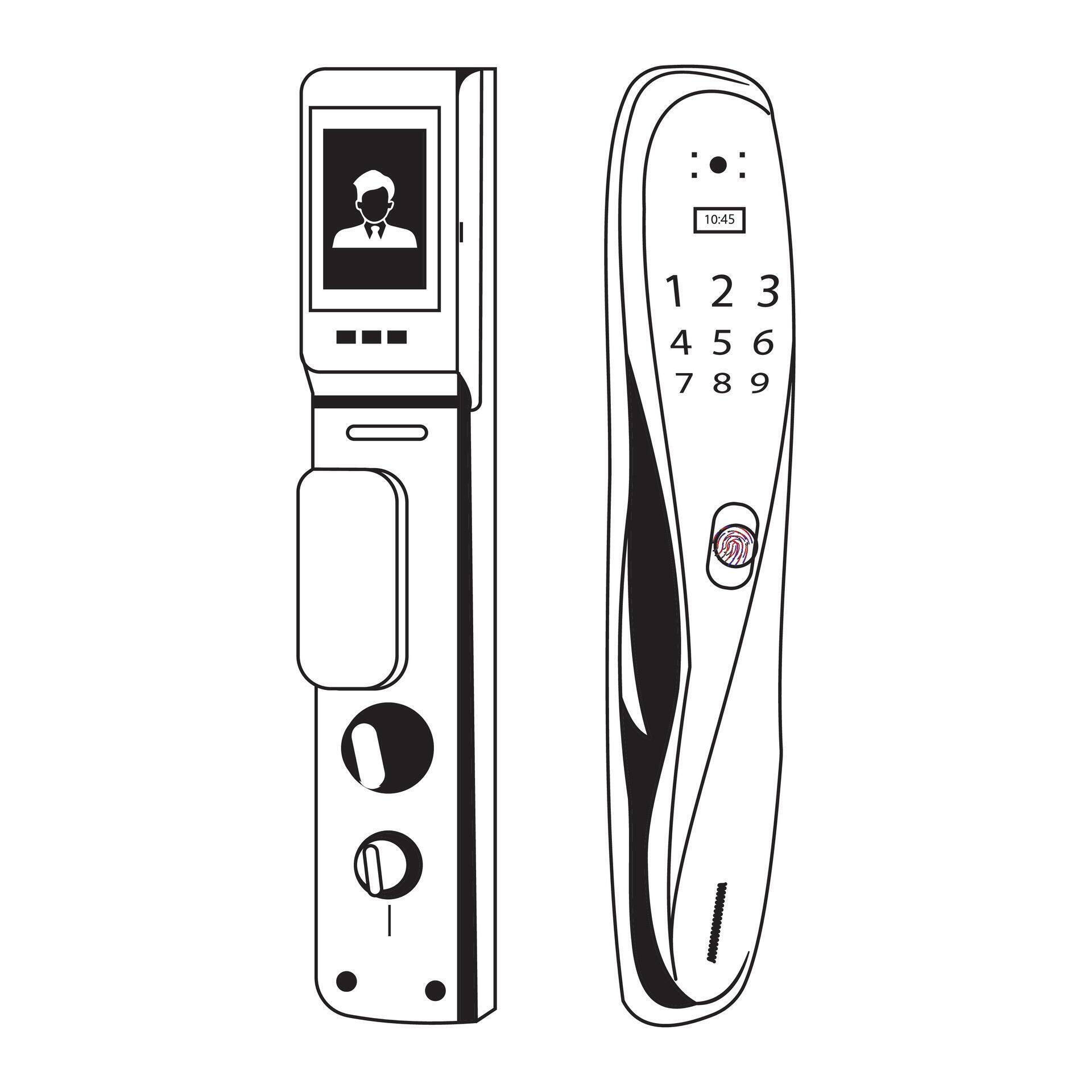 lock line icons. Contains icons key, pin code, keyhole, smart home ...