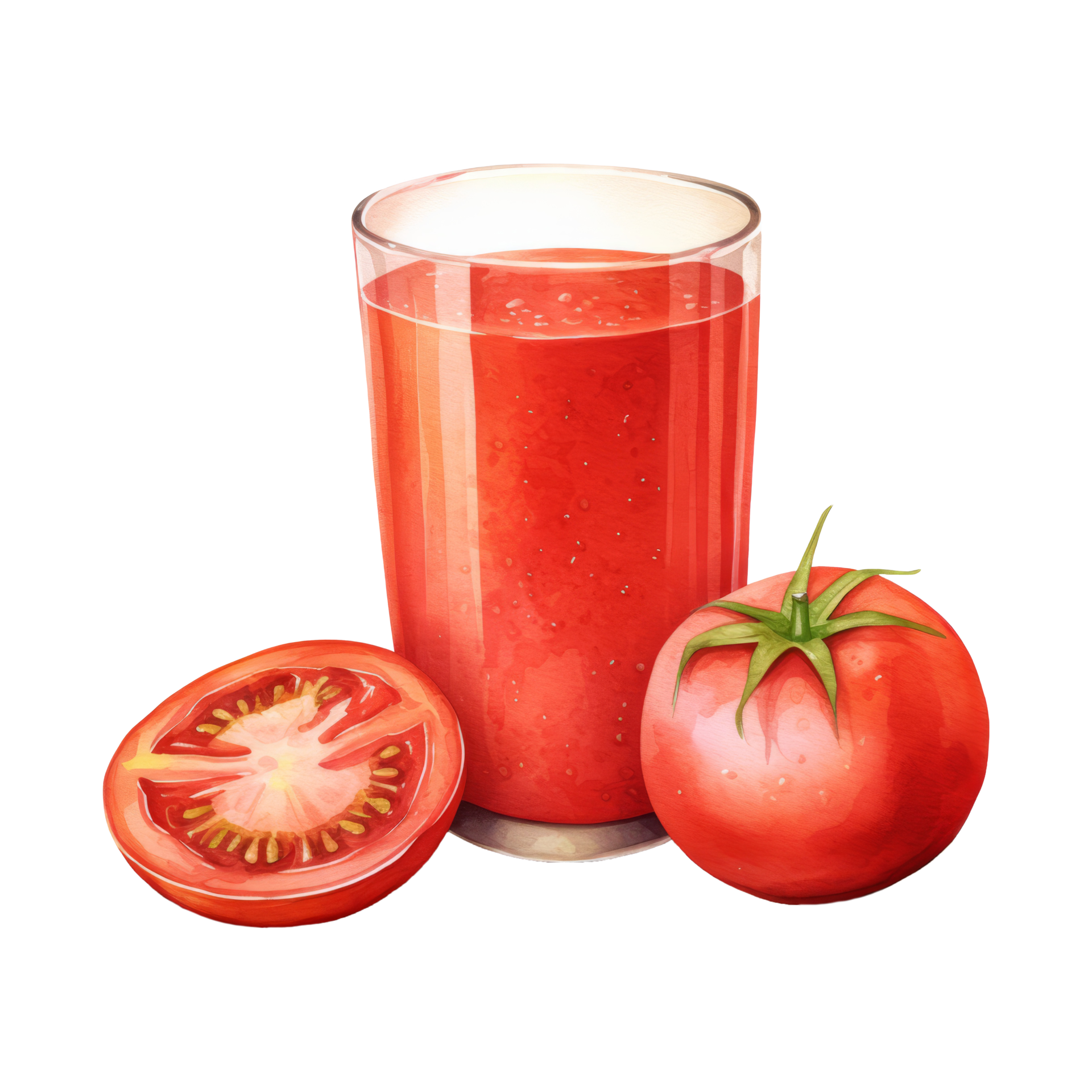 tomato juice Isolated Detailed Watercolor Hand Drawn Painting ...