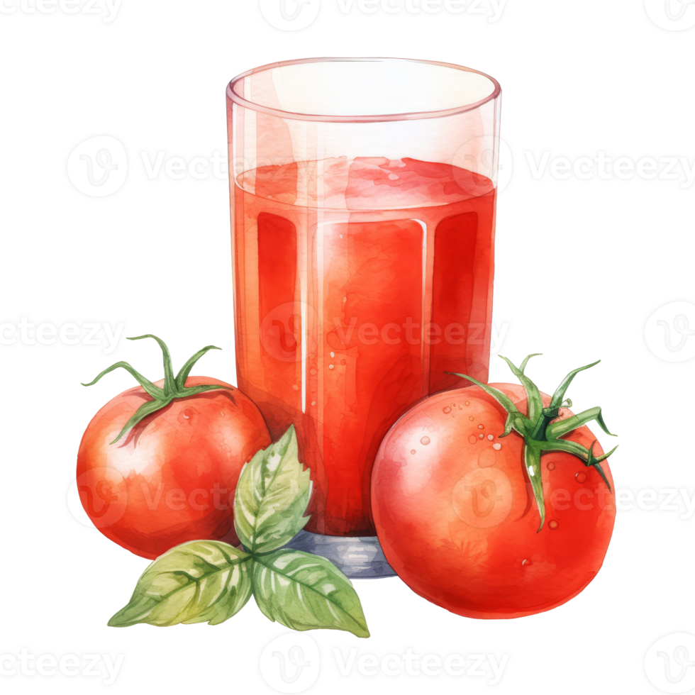 tomato juice Isolated Detailed Watercolor Hand Drawn Painting ...