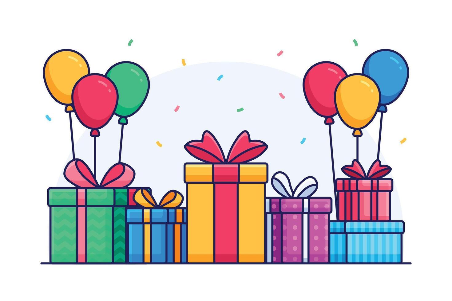 Cartoon Birthday Gift Box and Balloon Illustration 44267379 Vector Art ...
