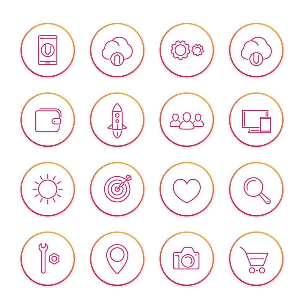 Thin Line Web Icons Set Basic Interface Elements For Websites And