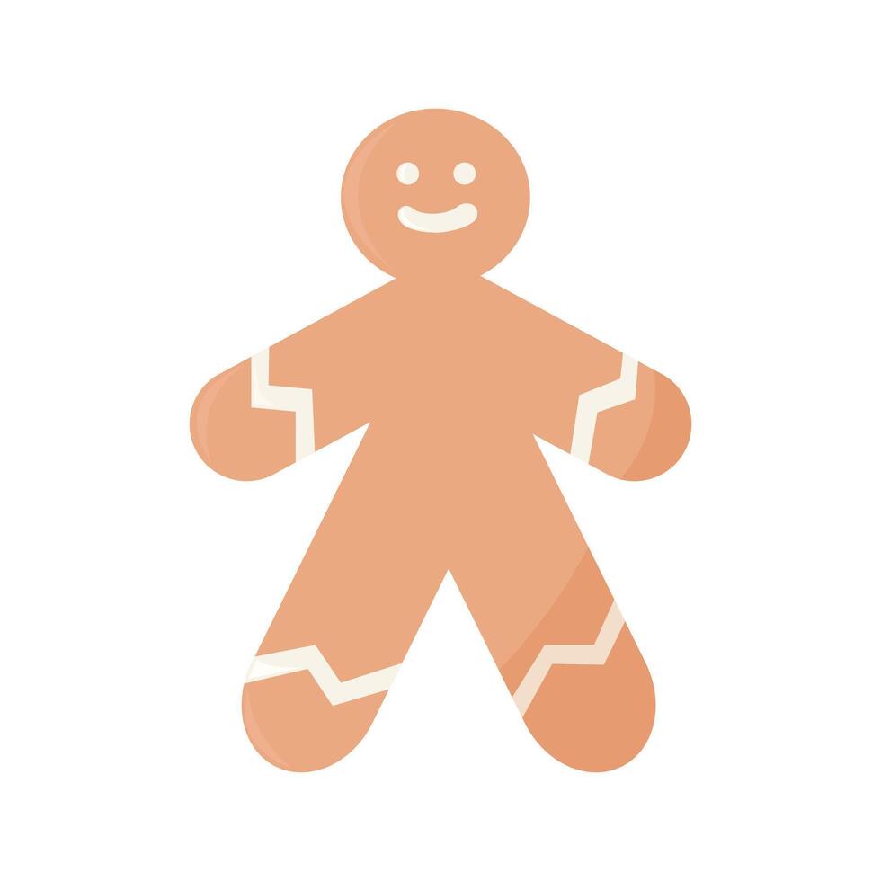 Cute Gingerbread Man Smiling Flat Cartoon Character 44269763 Vector