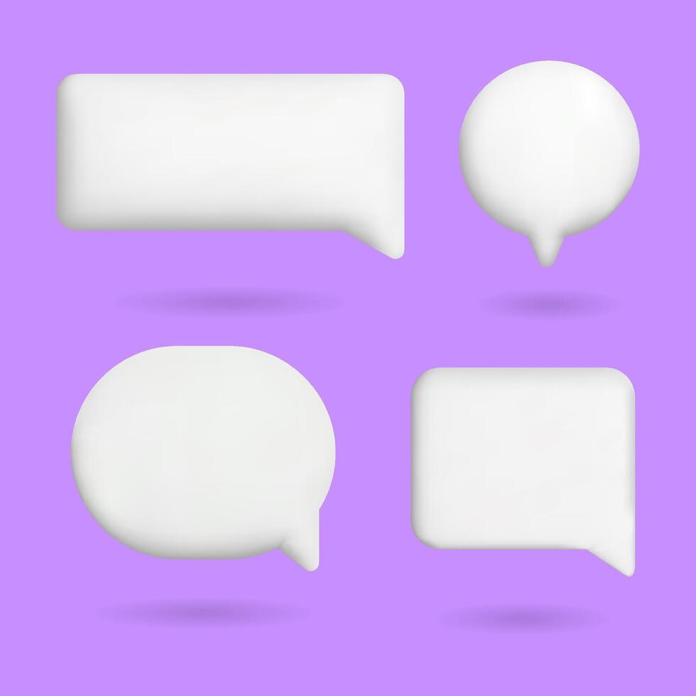 3D speech bubble icons set. Render of speech bubble chat elements ...