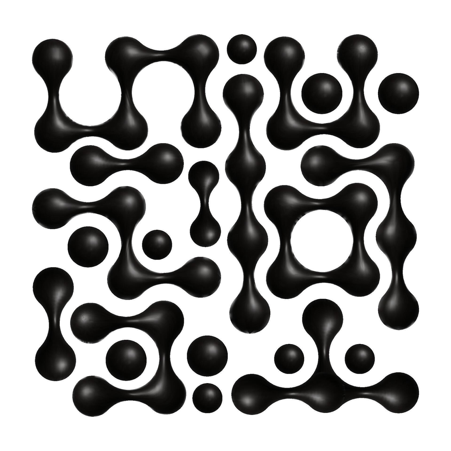 3D Metaball connect balls set. Black meta Ball Circle with matte ...