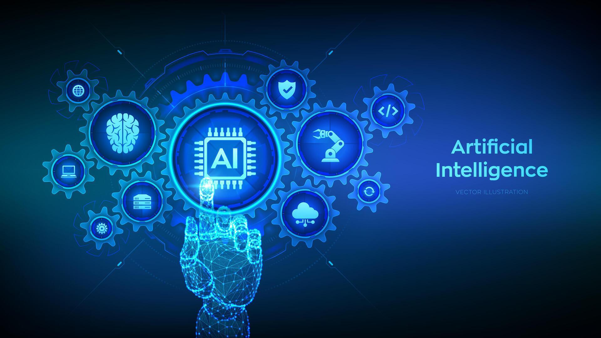 AI. Artificial Intelligence. Machine Learning Concept. Big data. Neural networks. AI technology ...