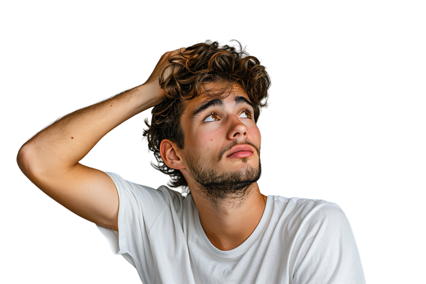 Young Doubtful Man Thinking Scratching Head And Trying To Find