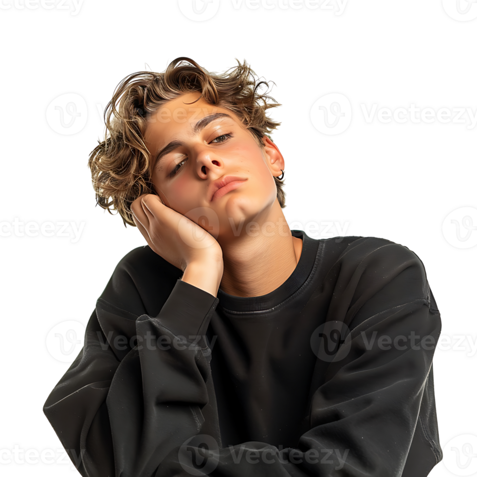 Sad young guy posing on isolated transparent background 44277525 PNG