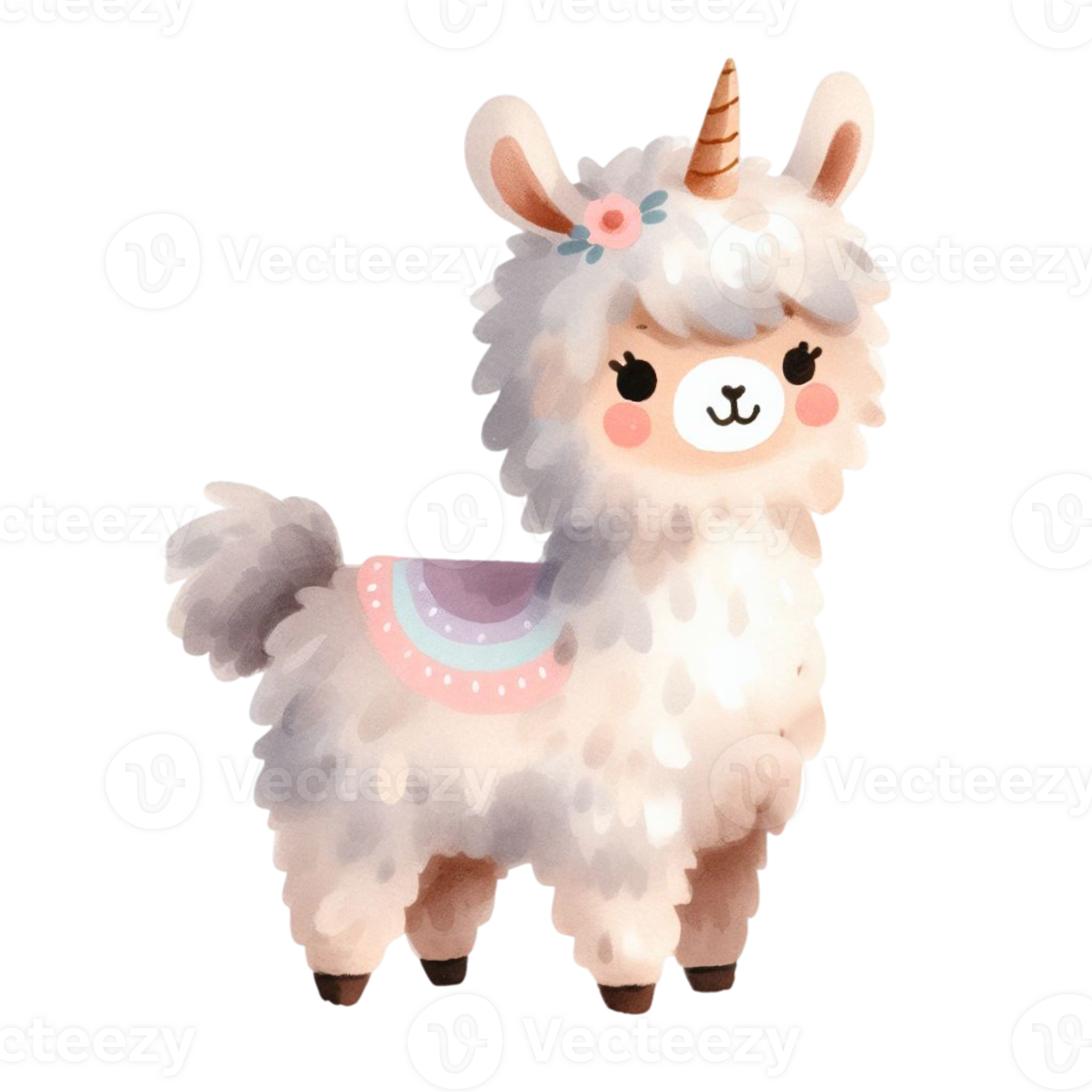 watercolor graphics cute white llama 44282931 PNG