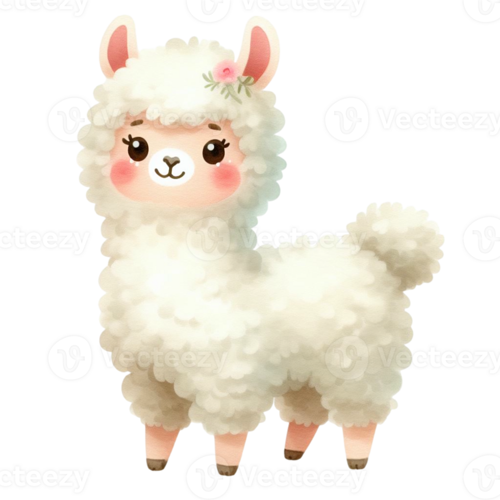 watercolor graphics cute white llama 44282961 PNG