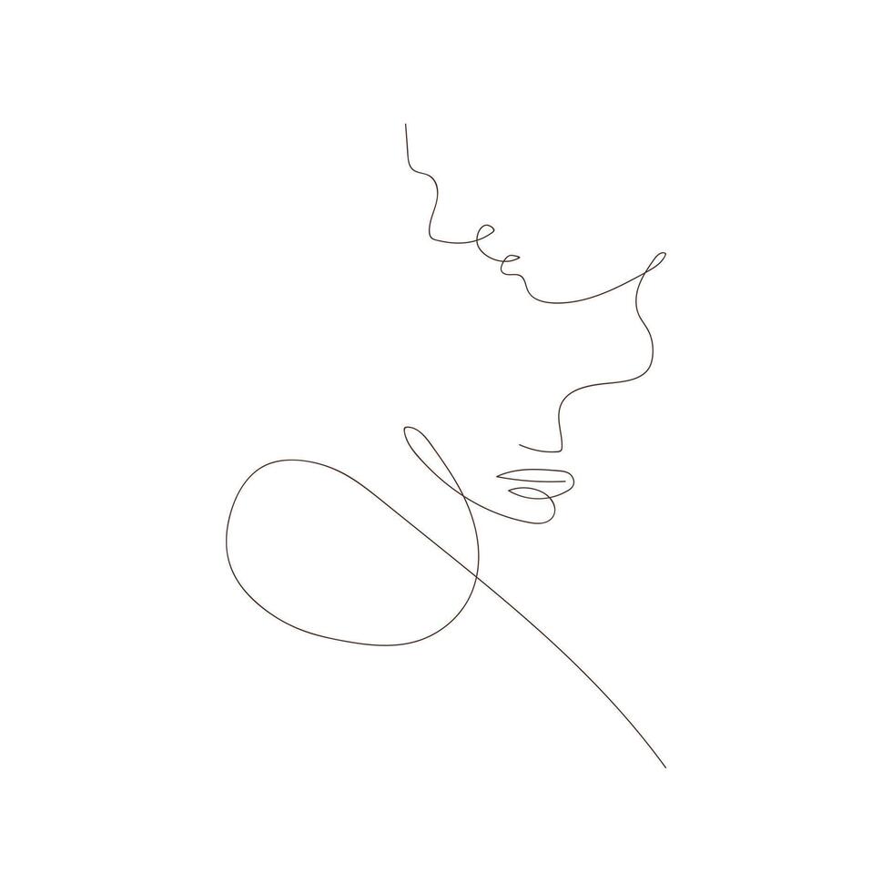 Man And Woman Face Continuous Line Drawing Abstract Minimalist Couple