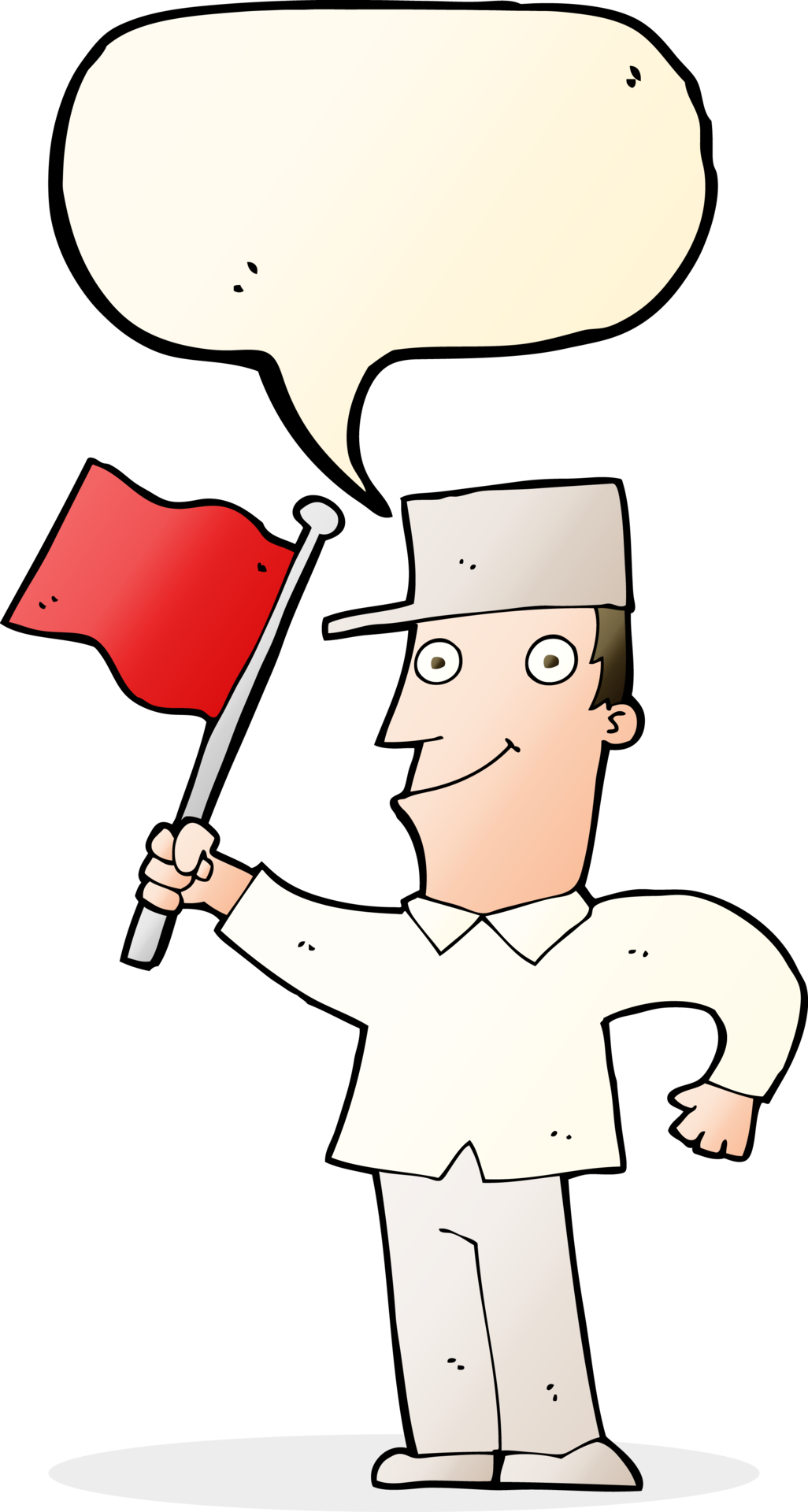cartoon man waving flag with speech bubble 44288634 PNG
